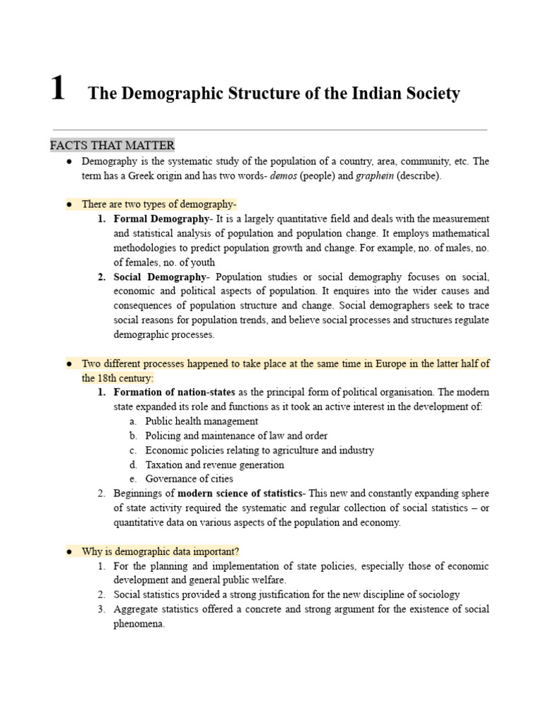 Demographic Structure of Indian Society | PDF | Total Fertility Rate ...