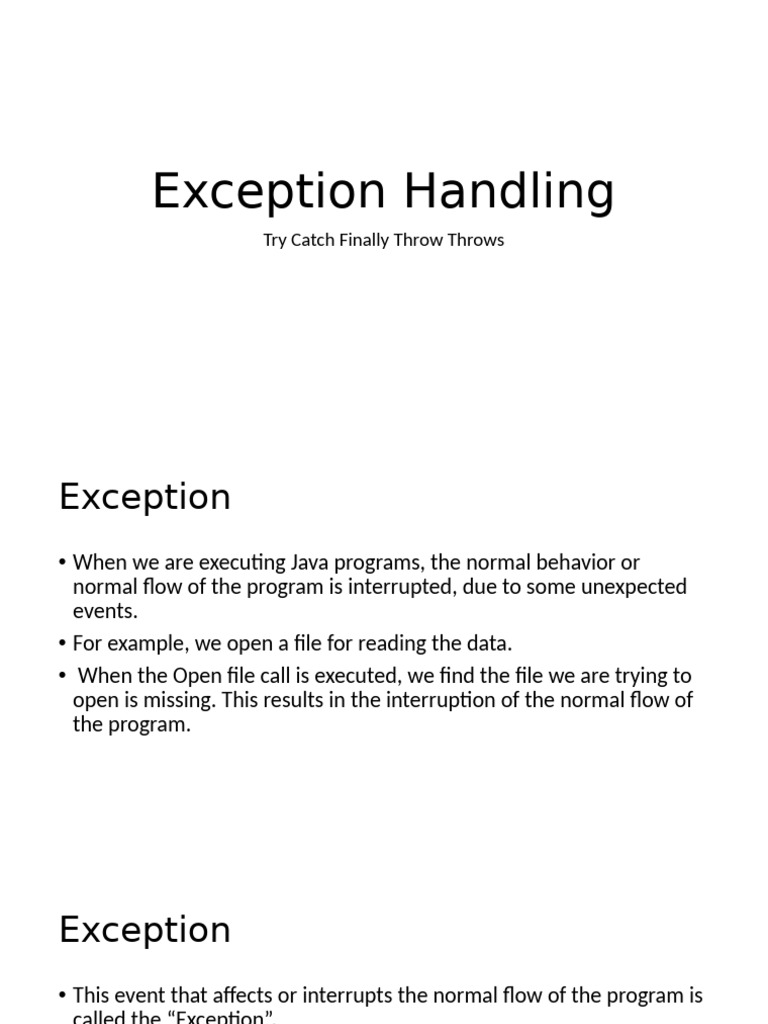 Exception Handling | PDF | Class (Computer Programming) | Method ... Exception Handling | PDF | Class (Computer Programming) | Method ...