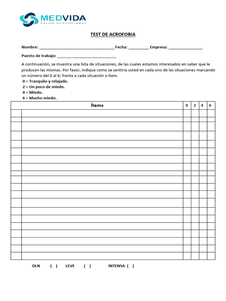 TEST DE ACROFOBIA (4) | PDF