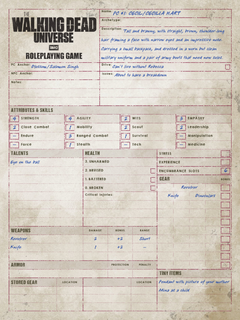 The Walking Dead RPG Starter Set Player Characters | PDF