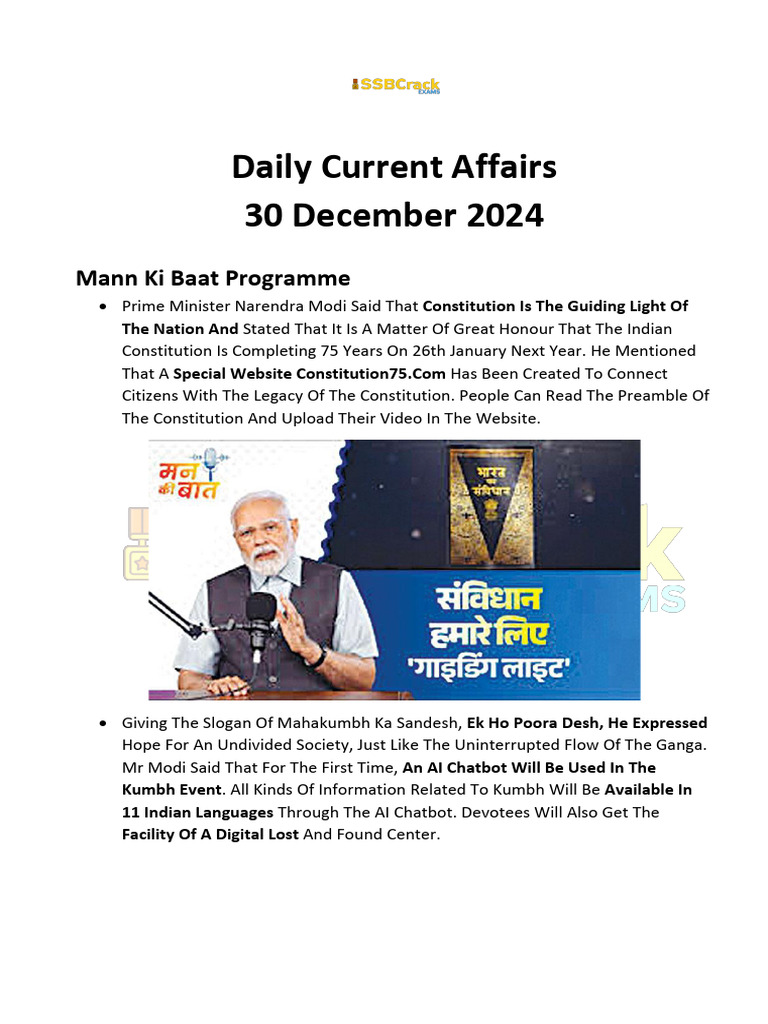 Daily Current Affairs: 30 Dec 2024 | PDF | Oil Spill | Coast