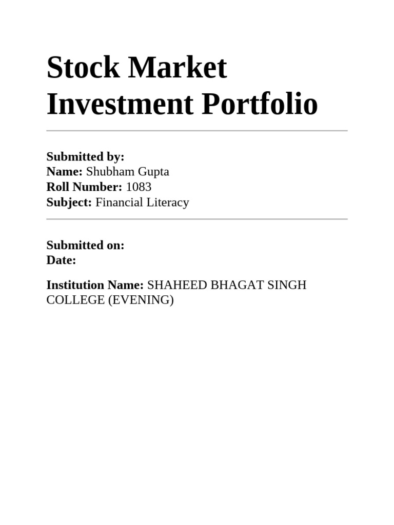 Stock Market Investment Portfolio Project 1.. | PDF | Investing ...