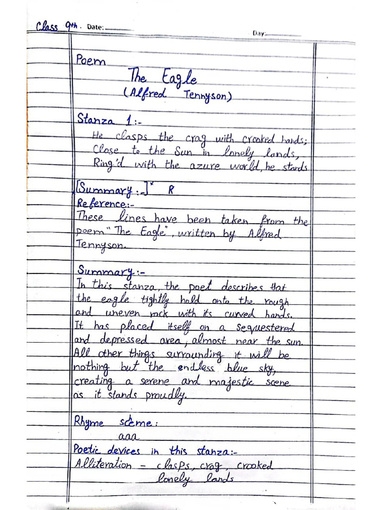 The Eagle Poem Class 9th | PDF