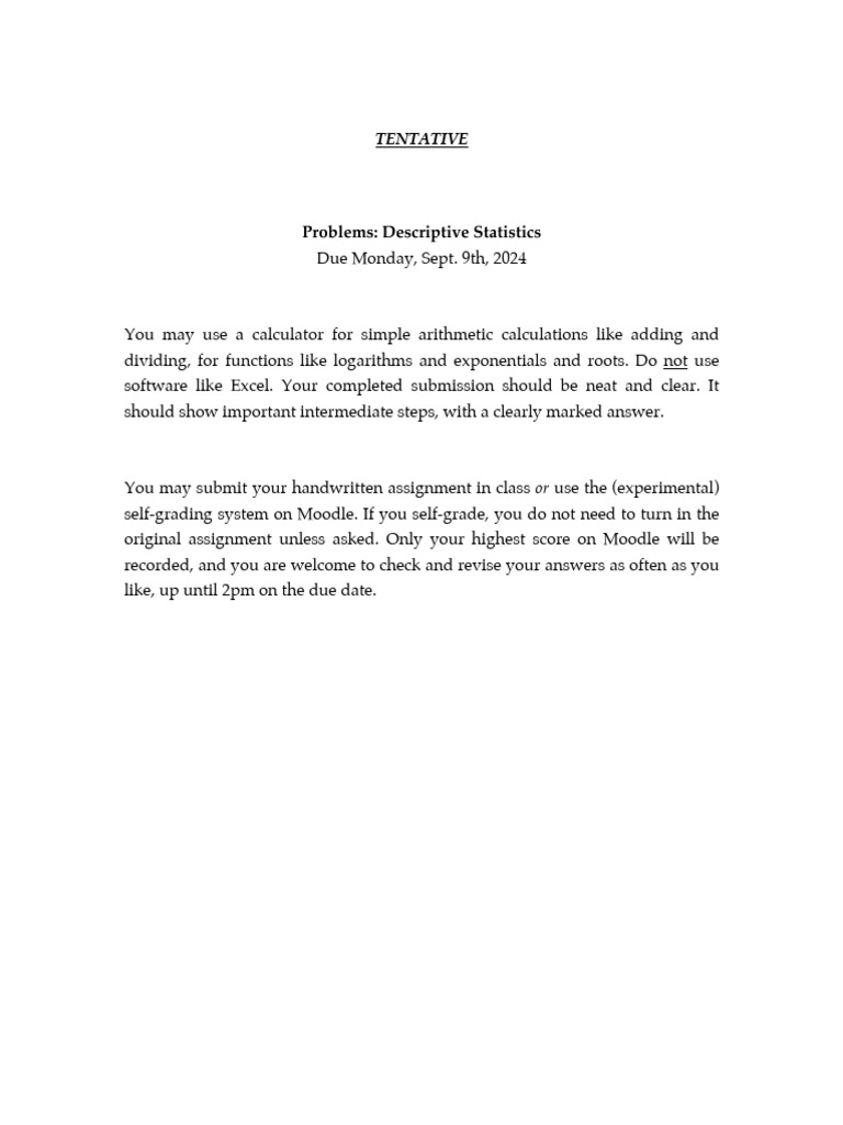 24F Problem Set 1 Sample-5 | PDF | Mean | Standard Deviation