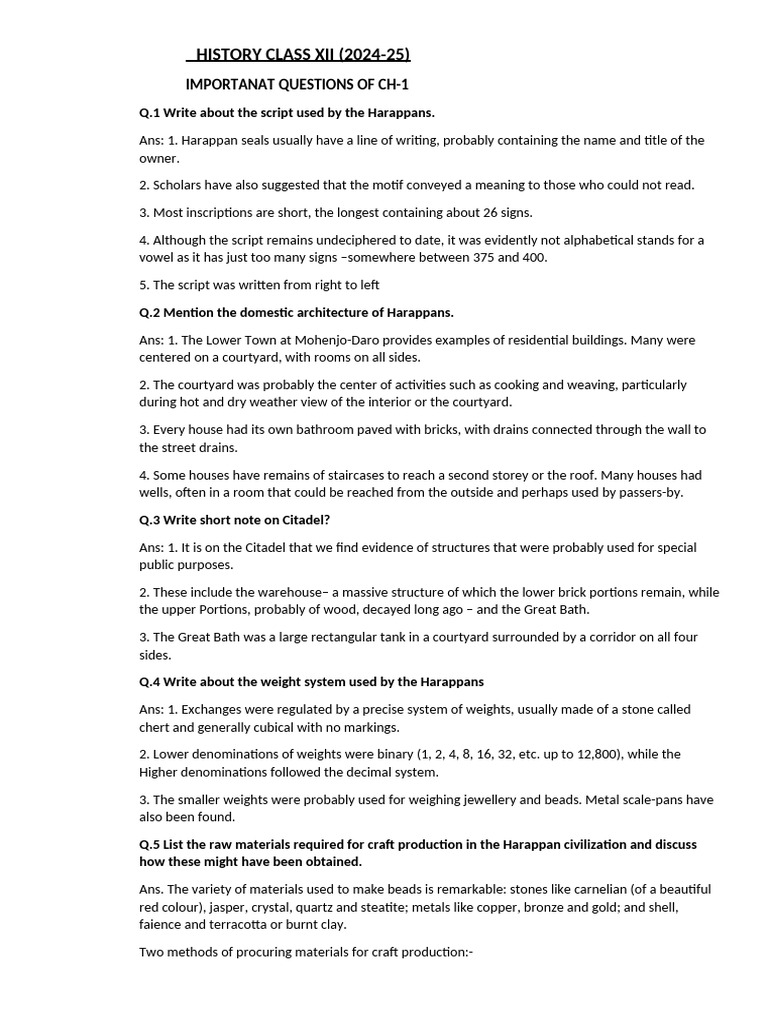 Harappan Civilization Key Questions & Insights | PDF | Bhakti | Coins