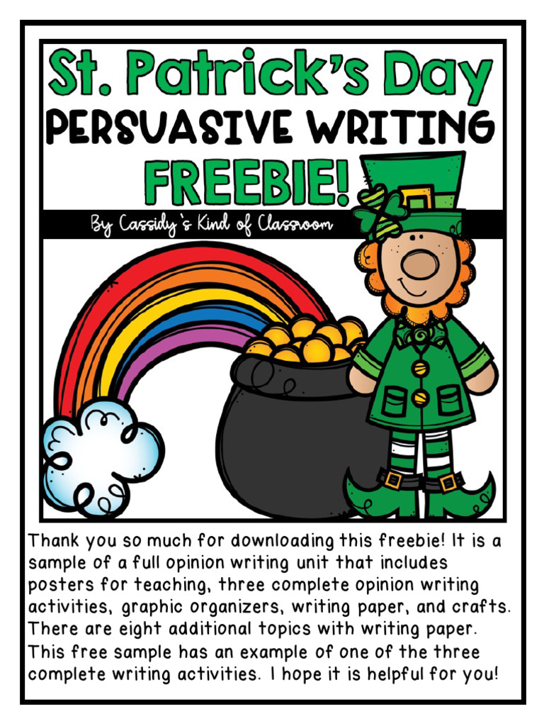FREEStPatricksDayPersuasiveWritingOpinionWriting 1 | PDF