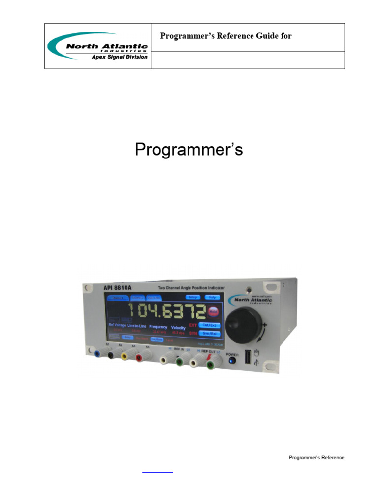8810A Programmers Guide | PDF | Usb | Digital To Analog Converter