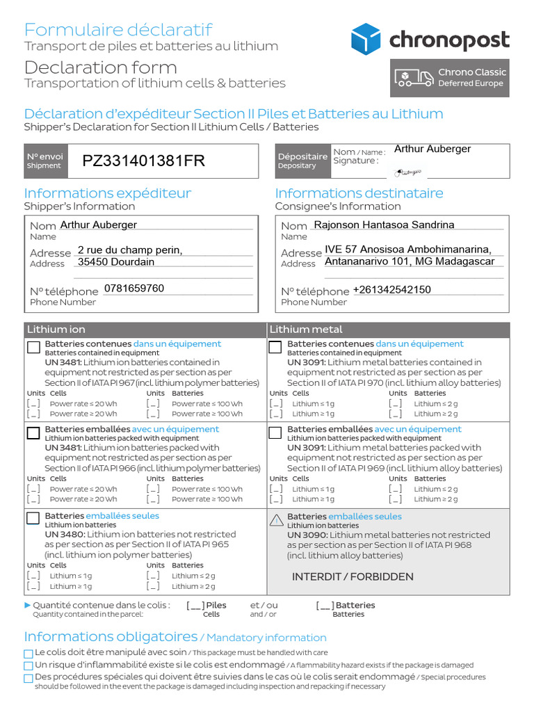 formulaire_lithium_07-2016_classic_actif (1) | PDF | Lithium Ion ...