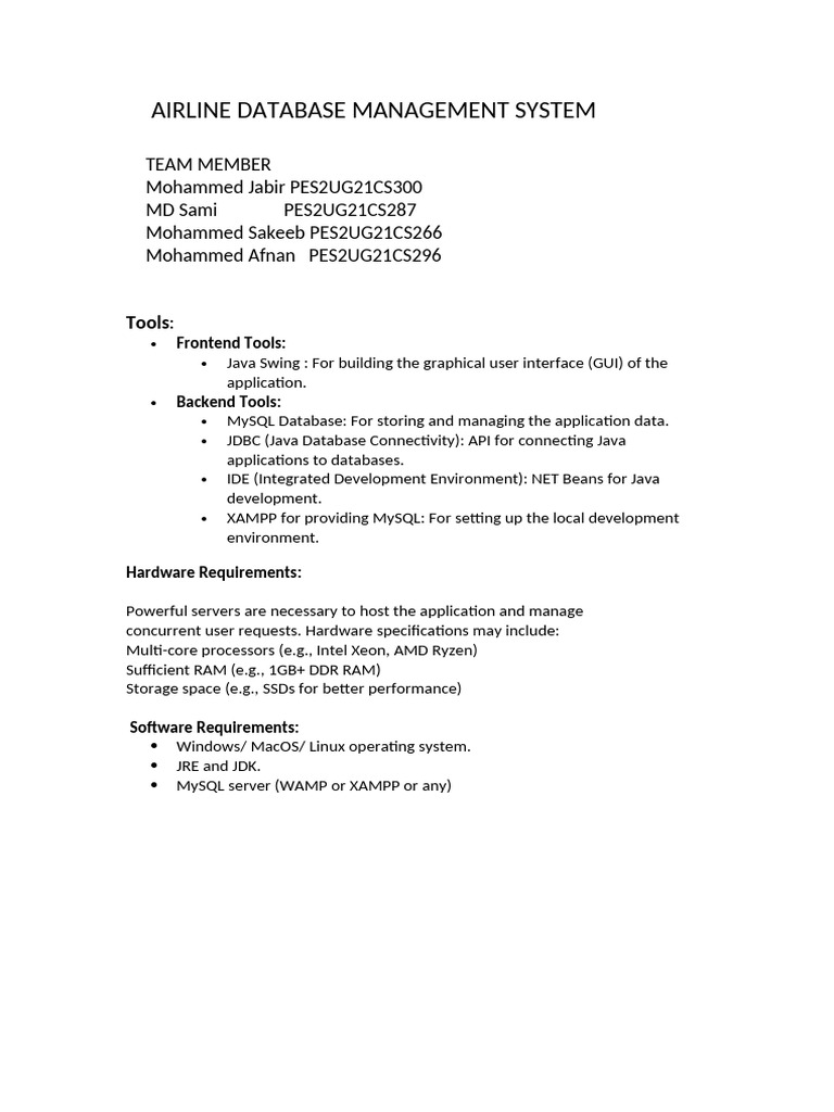 Airline Database Management System | PDF