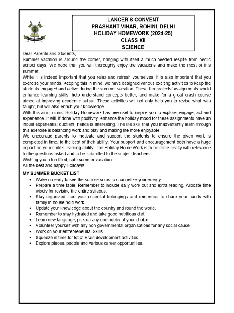 Holiday Homework_xii (2024-25) - Science_12ab (1) (1) | PDF | Parameter (Computer Programming ...