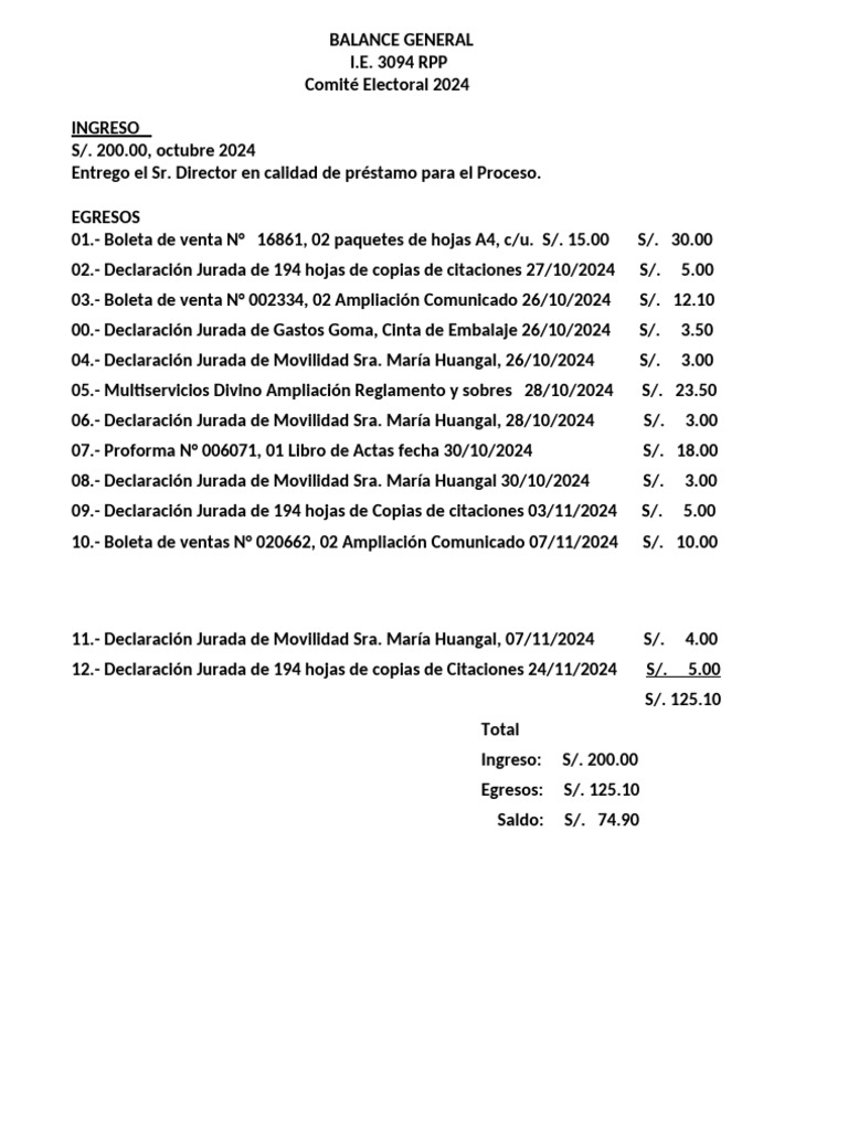 Balance General Ce 2024 RPP | PDF