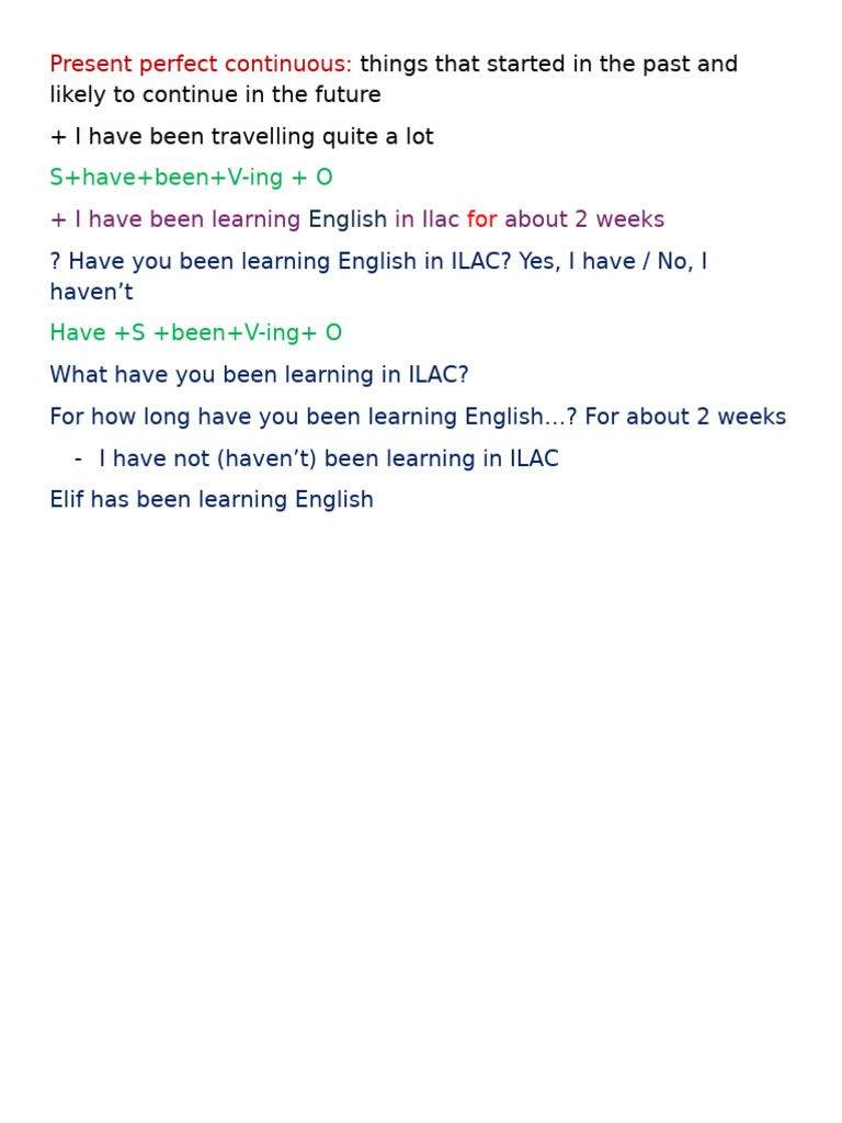 Present Perfect Continuous | PDF