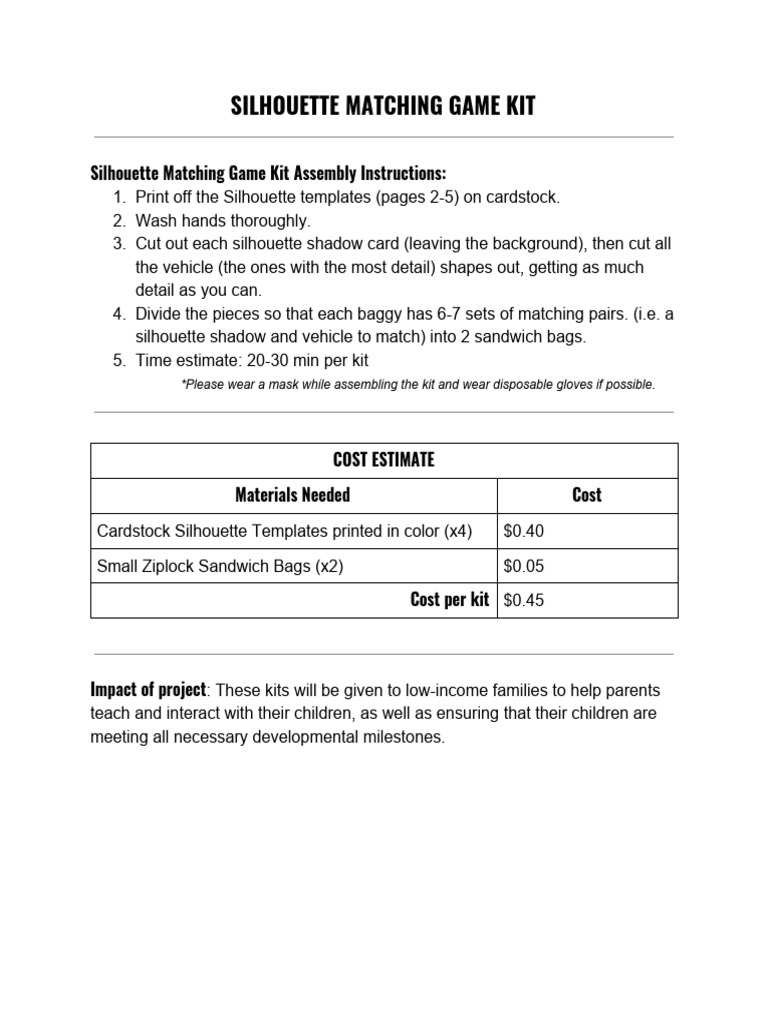 Silhouette Matching Game Kit PDF | PDF