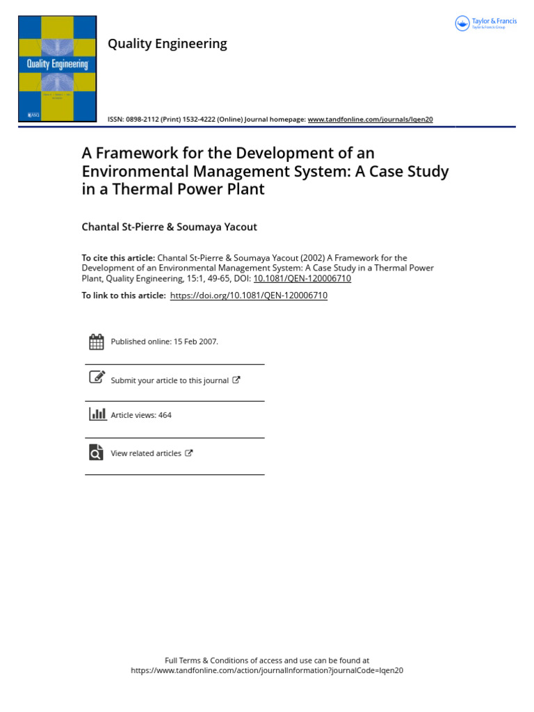 A Framework For The Development of An Environmental Management System A ...