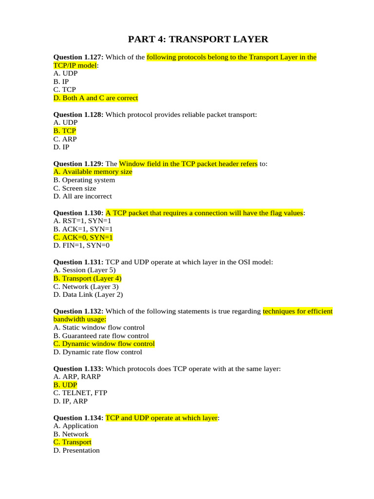 Part 4 Transport Layer Pdf Transmission Control Protocol Port