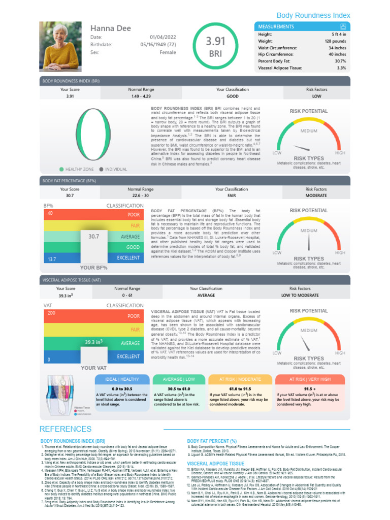 Bri Sample Report | PDF | Adipose Tissue | Abdominal Obesity