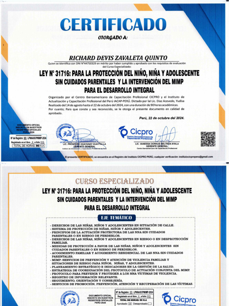 LEY N° 13716 PARA LA PROTECCION DEL NIÑO, NIÑA Y ADOLESCENTE, SIN ...