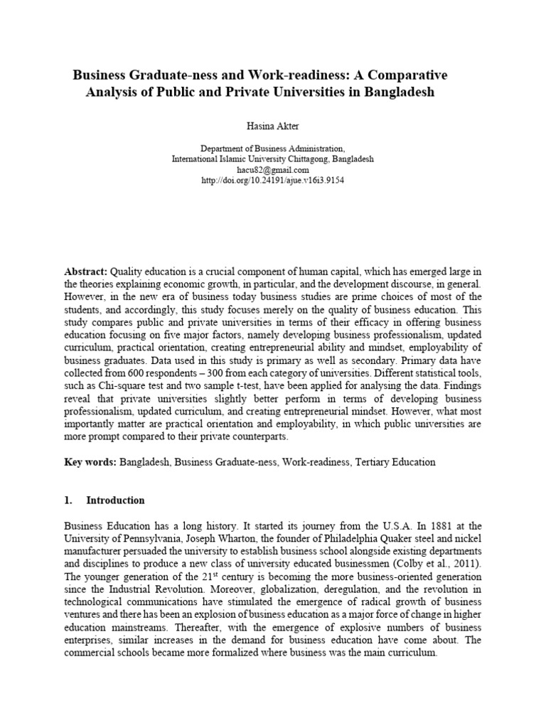 Business Graduate Ness and Work Readiness A Comparative 13mb1rzin7 | PDF | Bachelor's Degree ...