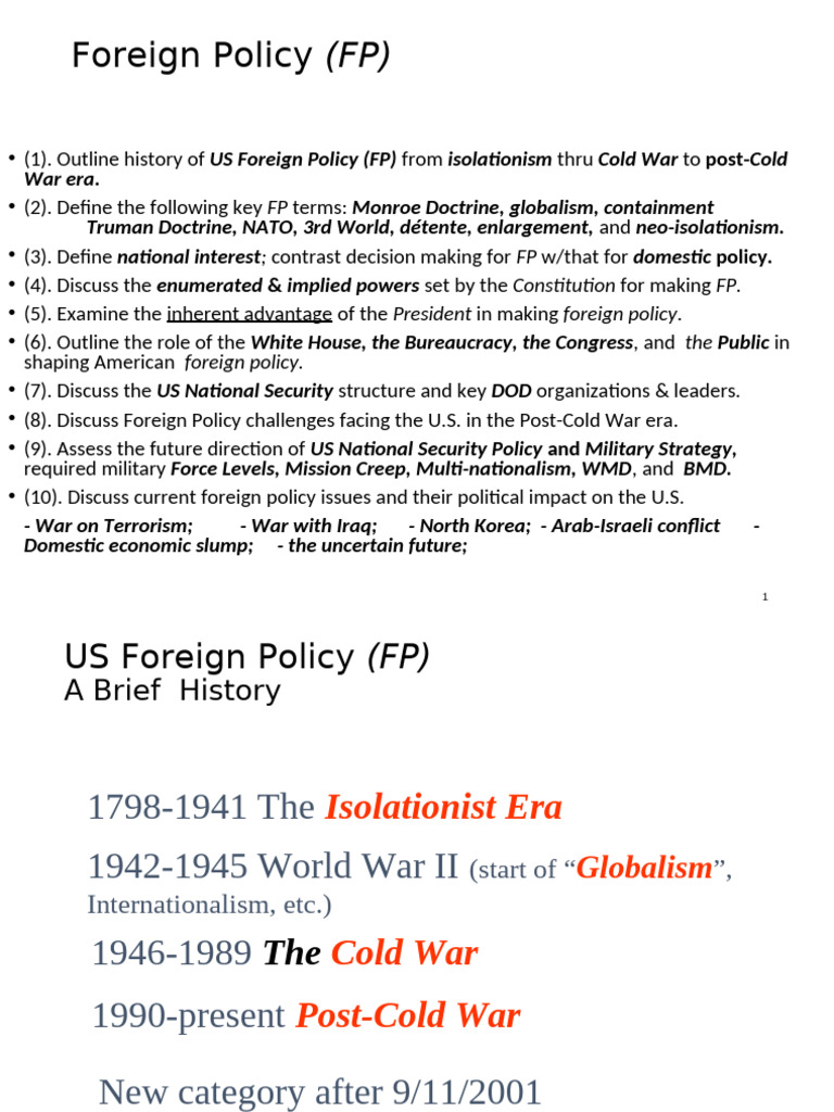 Overview of U.S. Foreign Policy History | PDF | Containment | Cold War