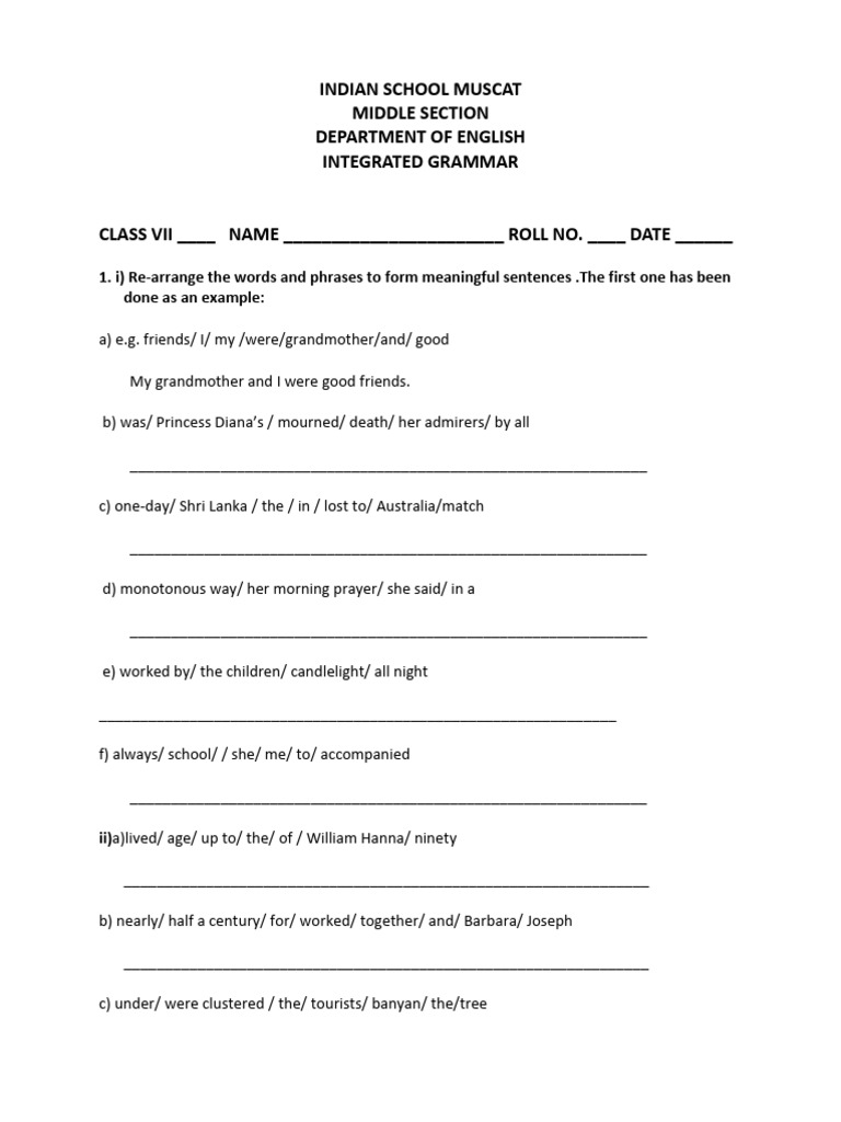 Class VII-English-INTEGRATED GRAMMAR | PDF