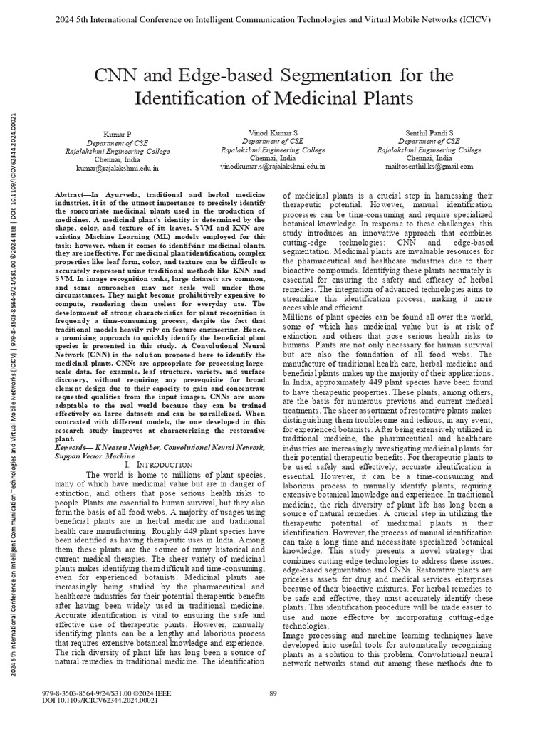CNN & Edge Segmentation for Medicinal Plant ID | PDF | Machine Learning ...