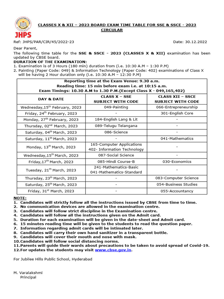 45 - Cir. For AISSE & AISSCE TERM 2 (Classes 10 & 12) | PDF ...