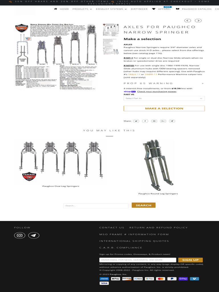 Axles for Paughco Narrow Springer - Paughco, Inc | PDF | Car | Vehicles