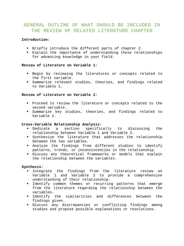 RRL Chapter Outline Guide | PDF