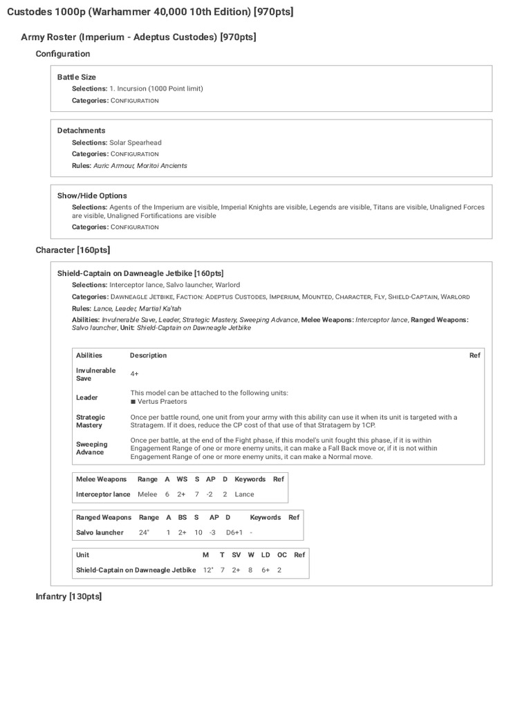 Custodes 1000p (HTML) | PDF | Military Technology | Military Science