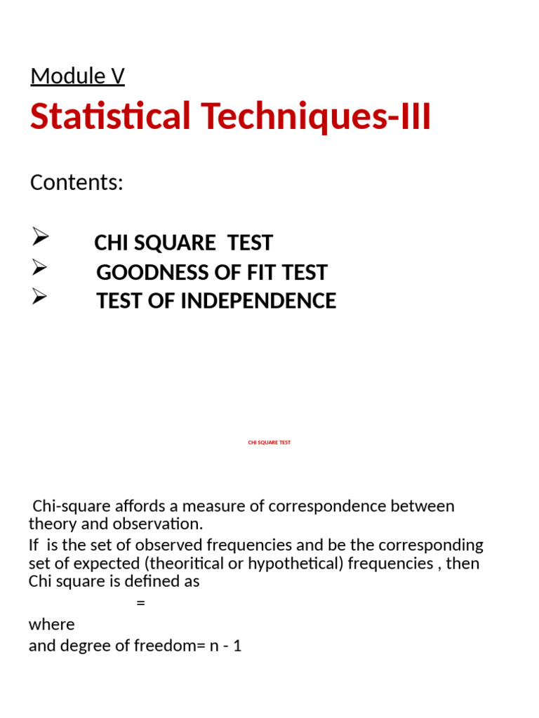 Ppt - 3 (Chi-square Test) | PDF | Chi Squared Test | Chi Squared ...