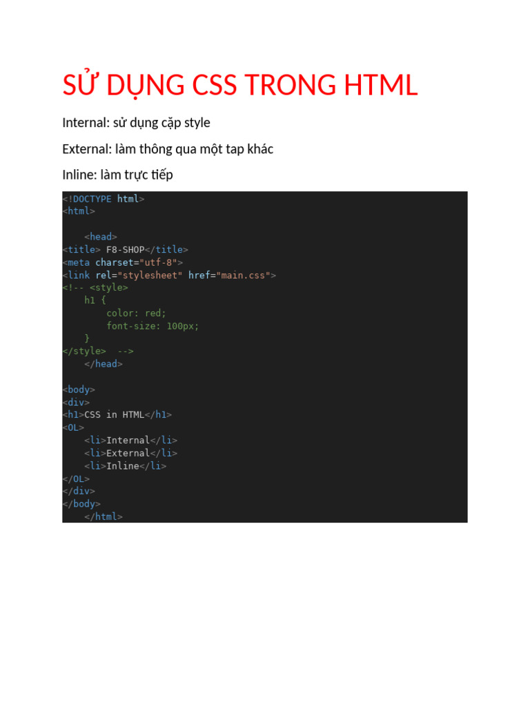 S D NG Css Trong HTML | PDF