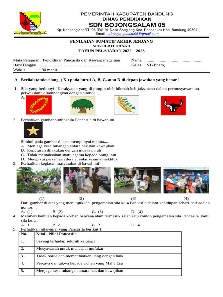 NASKAH SOAL PSAJ PPKN - 2023 | PDF