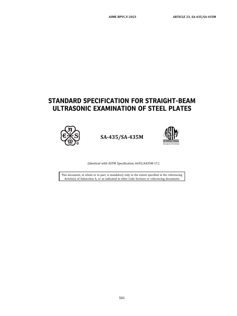 ASTM A435 Ultrasonic Testing Standard | PDF | Nondestructive Testing ...