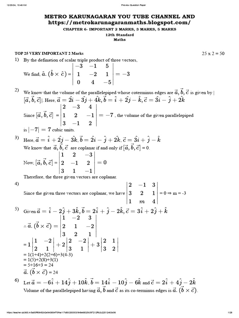 12 Chap6-Key2,3,5 Imp Ques | PDF | Volume | Classical Geometry