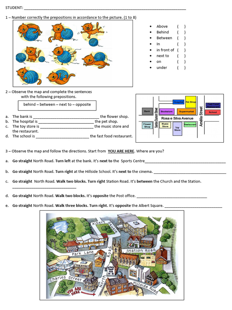 Directions-And-Prepositions-Of-Place Extra Sheet | PDF