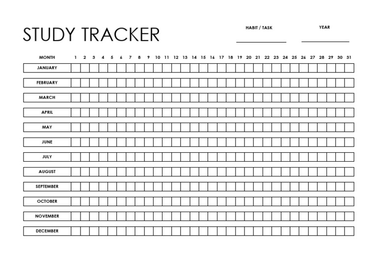 Yearly Study Tracker Template | PDF