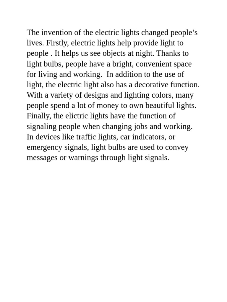 The Invention of the Electric Lights Changed People | PDF