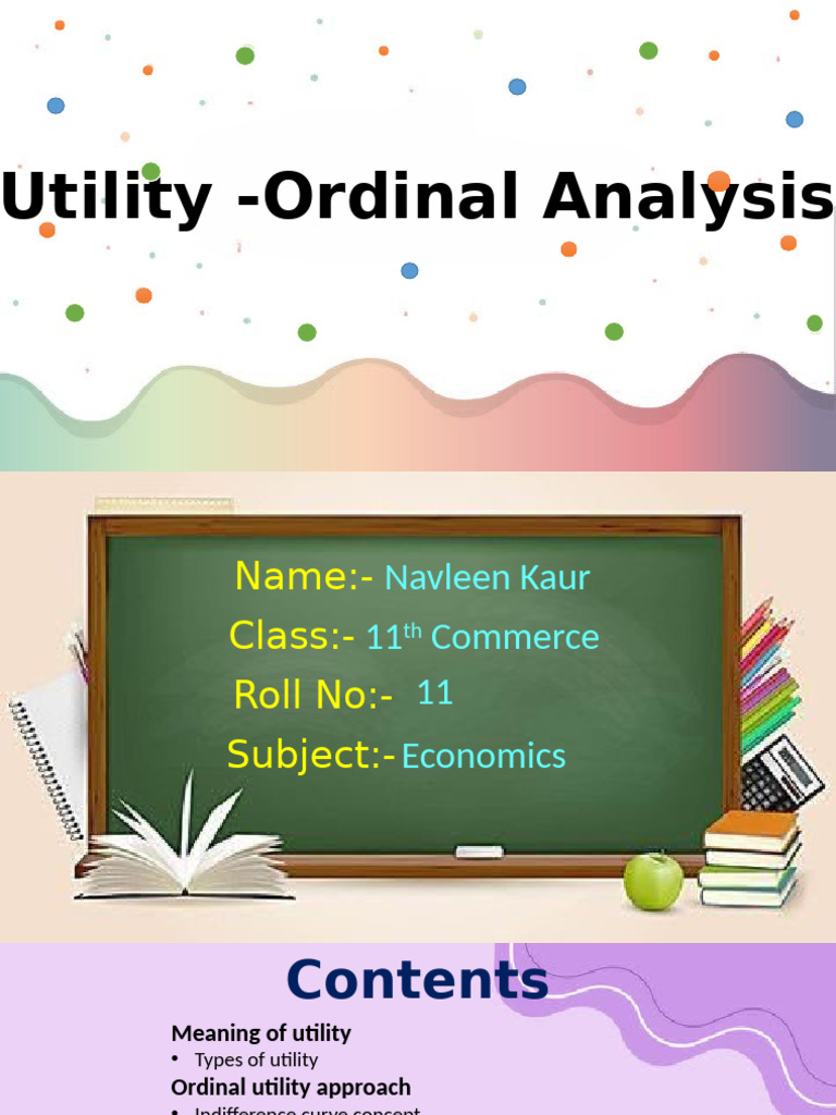 Ordinal Analysis Pdf Utility Economics