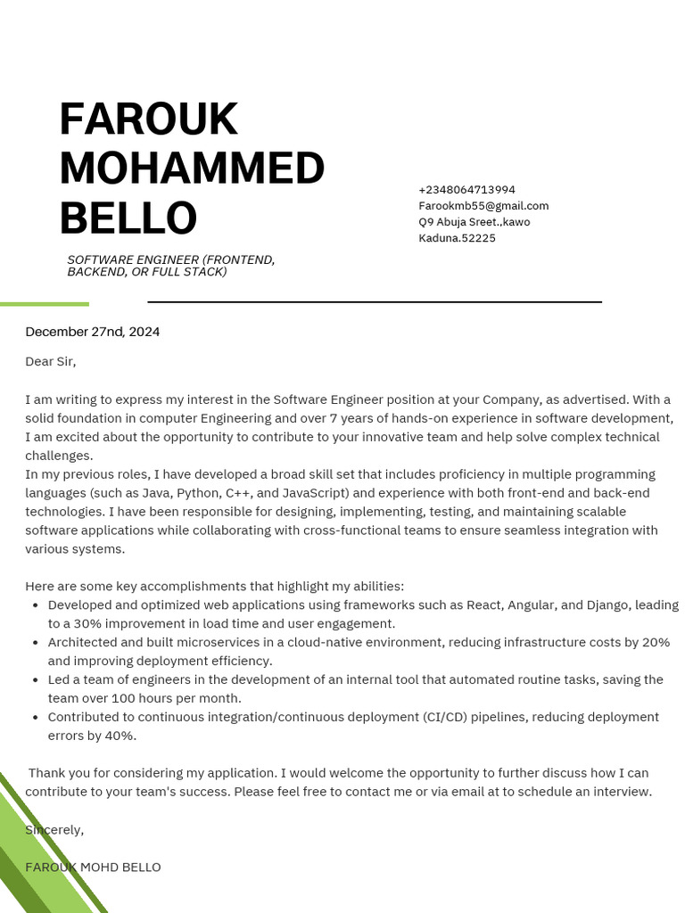 Software Engineer (Frontend, Backend, Or Full Stack) | PDF