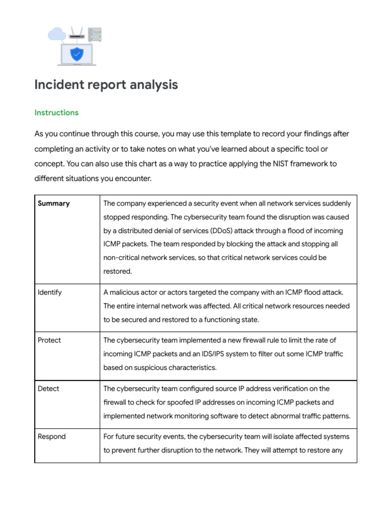 DDoS Attack Incident Report Analysis | PDF | Denial Of Service Attack ...