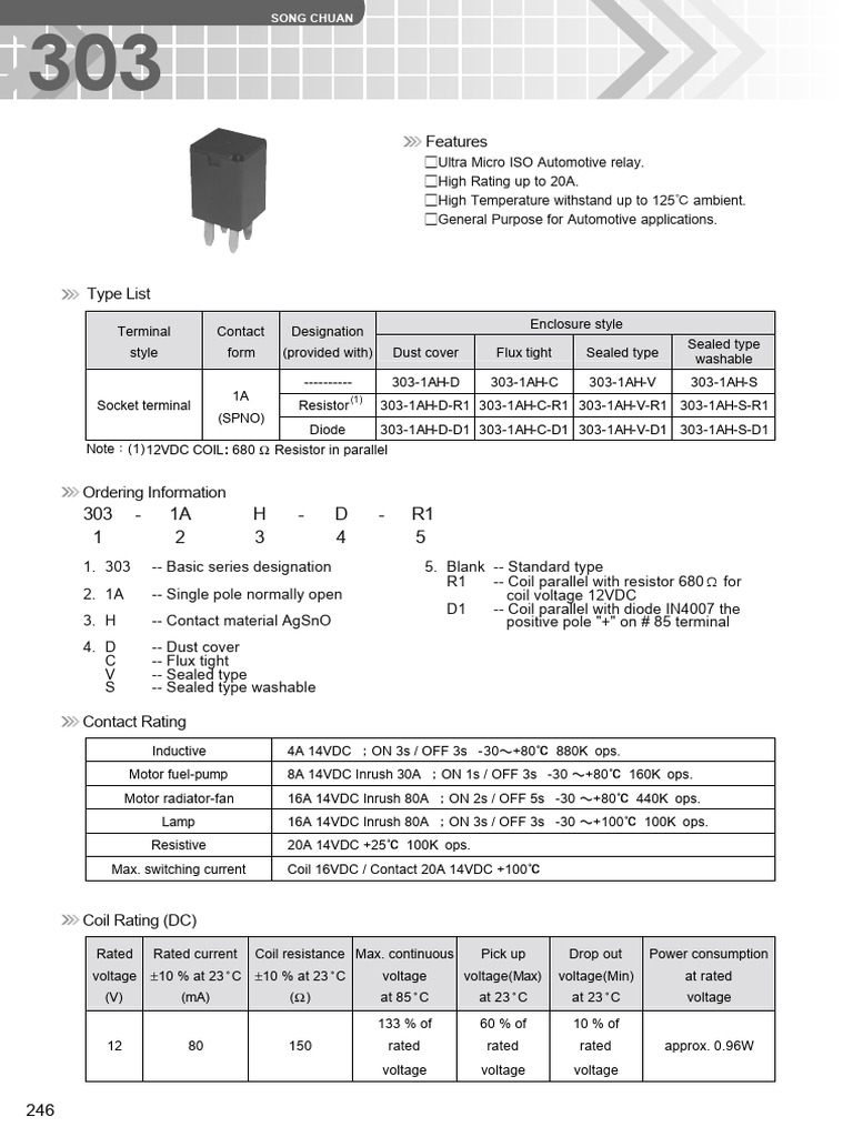 Folha de Dados Relé | PDF | Relay | Inductor