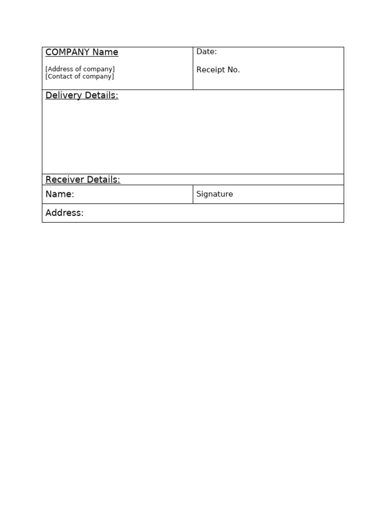 Sample Delivery Receipt Template 1 | PDF