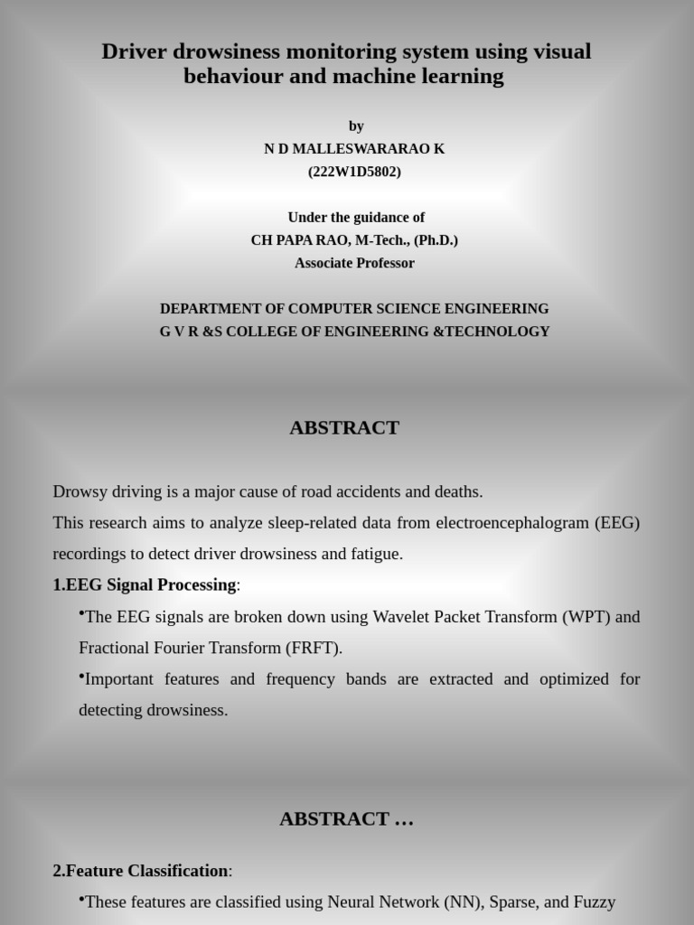 222W1D5802 (N D Malleswararao K) M-Tech PPT 2024 | PDF | Electroencephalography | Wavelet
