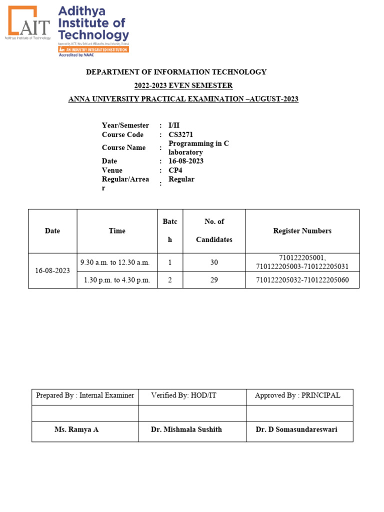 Second semester Lab Schedule | PDF
