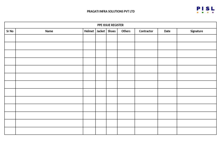 PPE Issue Register | PDF