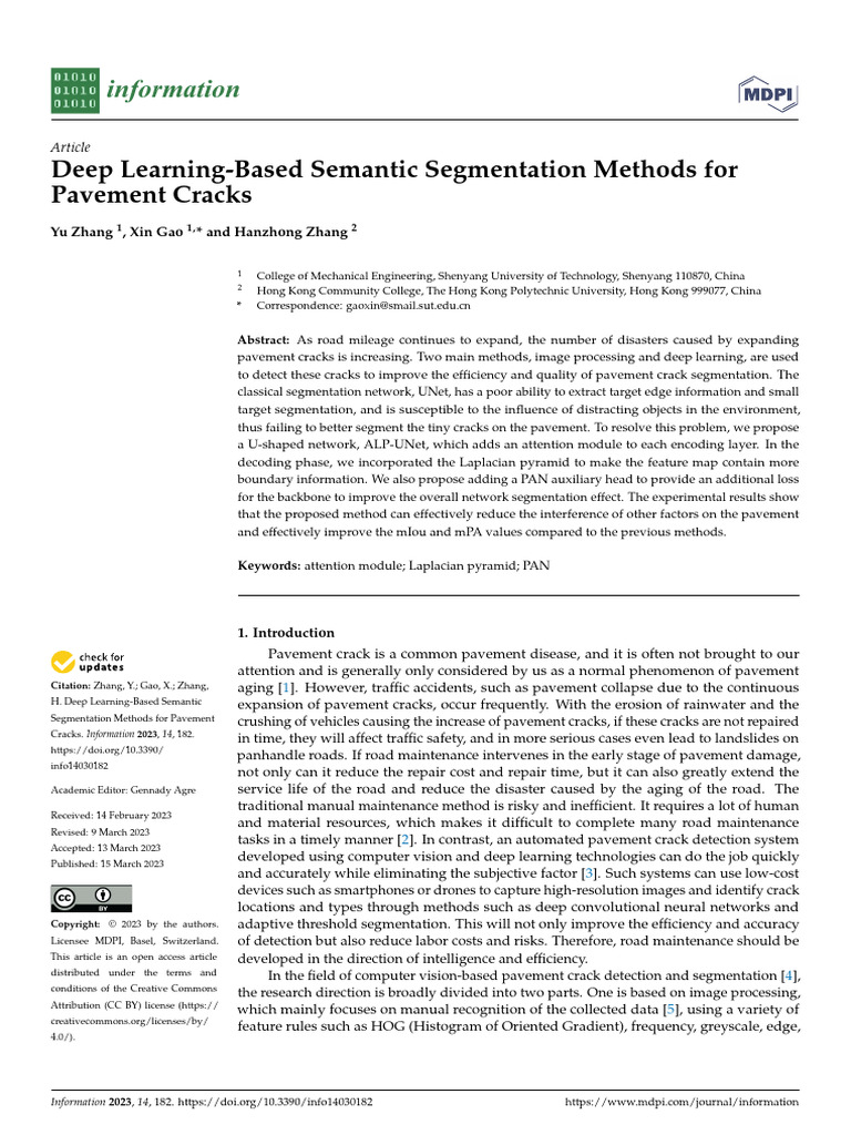 Deep Learning-Based Semantic Segmentation Methods For Pavement Cracks | PDF | Image Segmentation ...