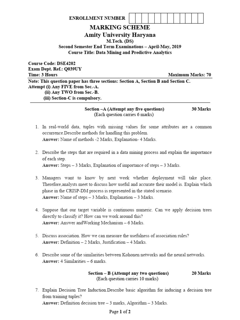 MTech (DS) Sem-II Data Mining and Predictive Analytics - Out | PDF | Cluster Analysis | Outlier