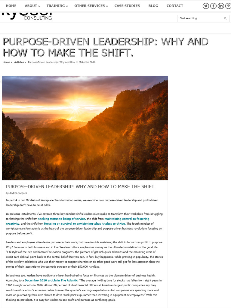 Purpose-Driven Leadership - Why and How To Make The Shift | PDF | Millennials | Employment