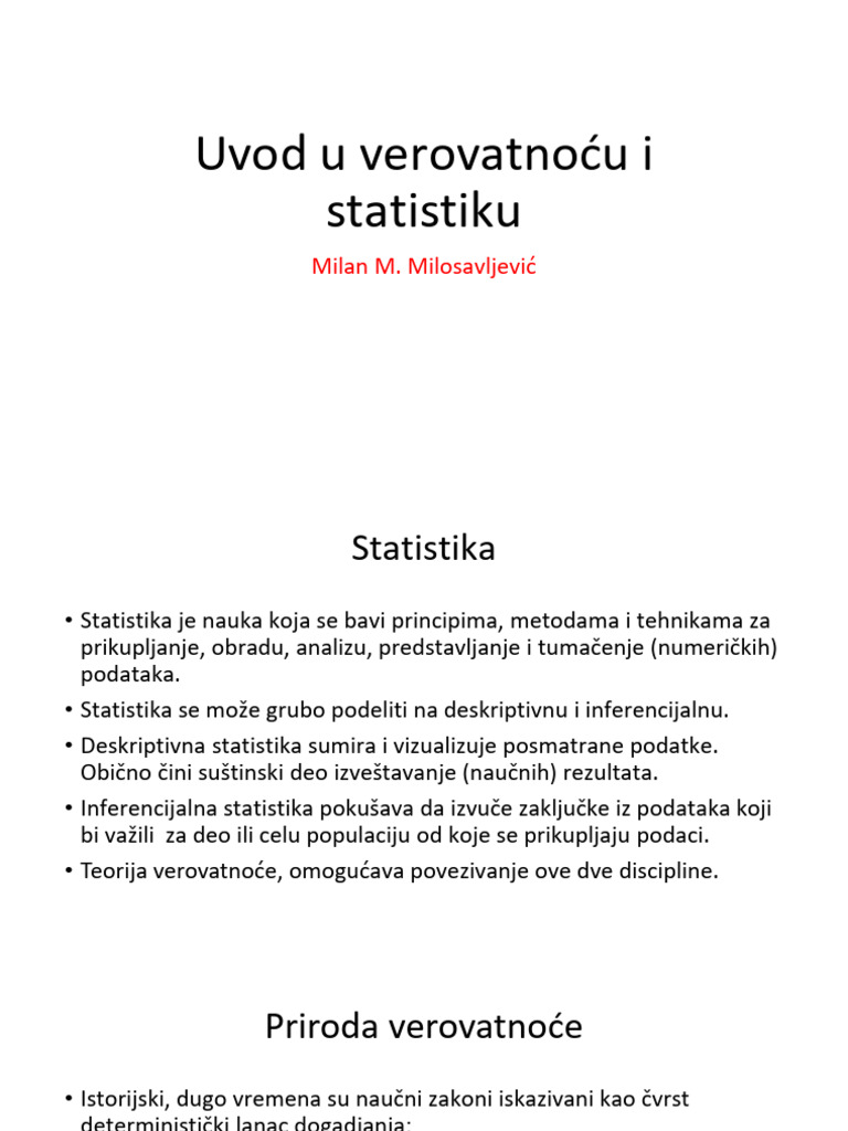 Lekcija 2 - Uvod U Verovatnoću I Statistiku | PDF