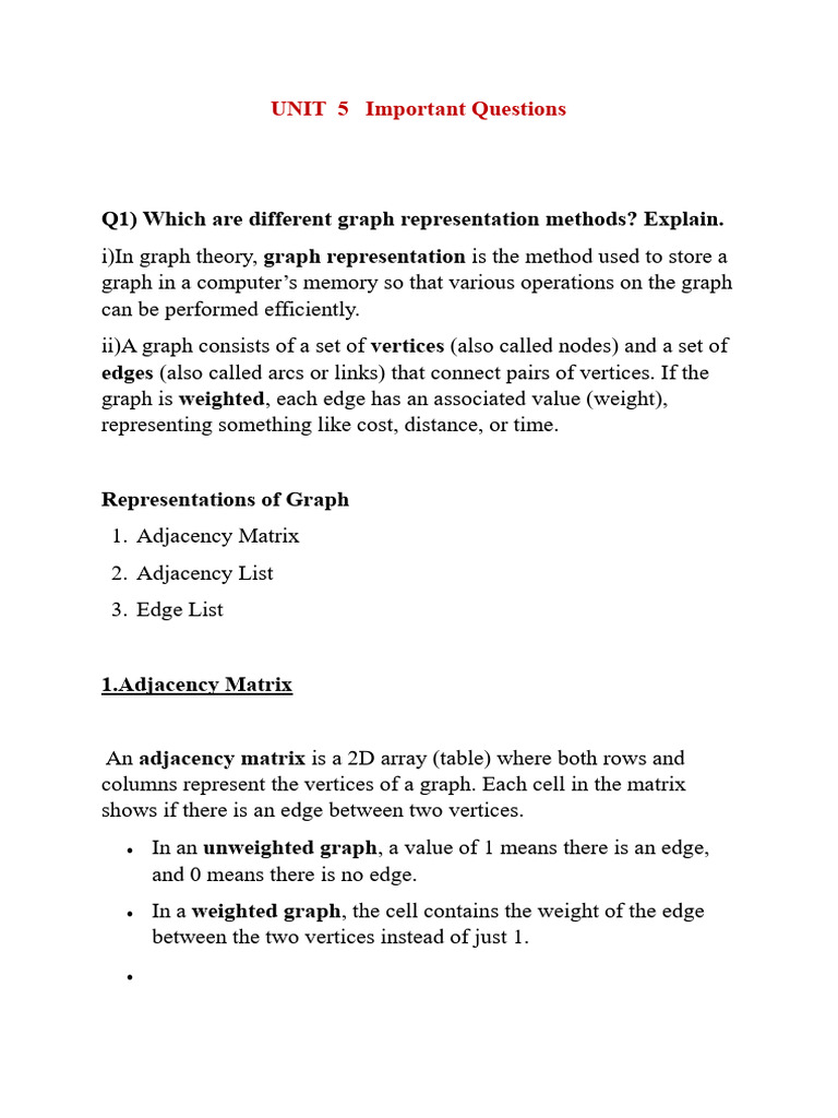 Graph Representation Methods Explained | PDF | Vertex (Graph Theory ...